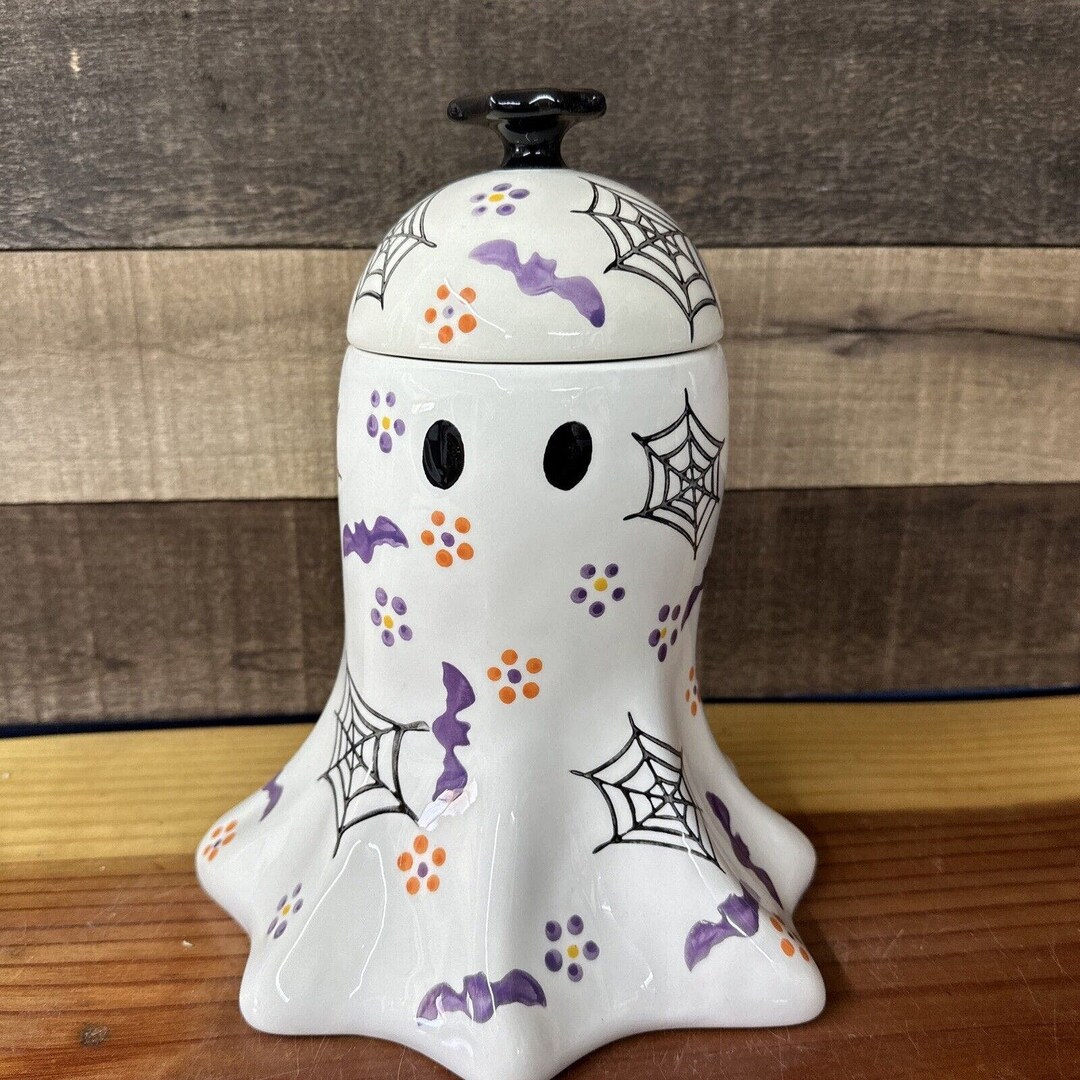 Halloween Ghost Cookie Jar Temptations by Tara Boofetti Canister Spider ...