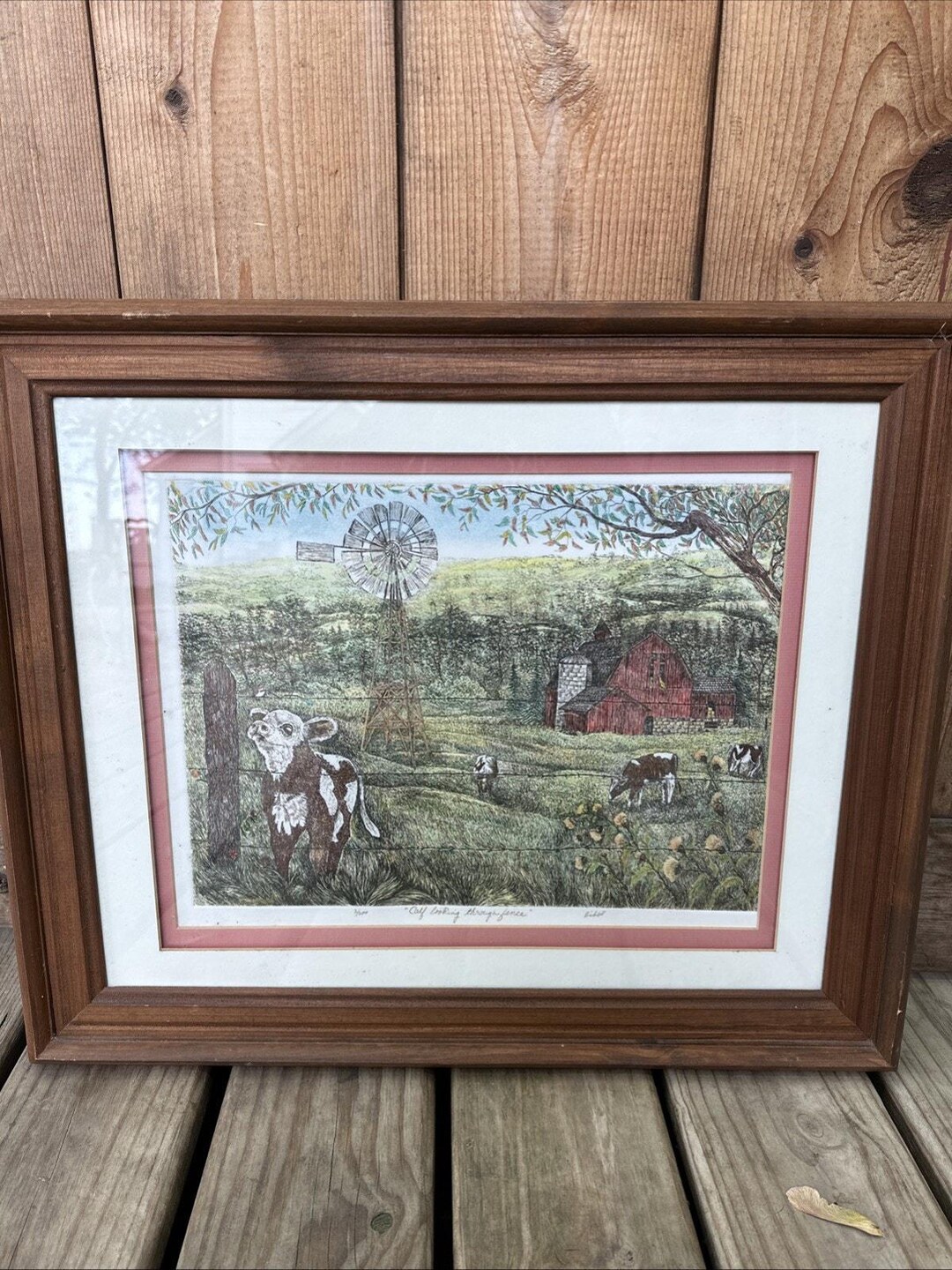 Calf Looking Through Fence 2/200 Signed Painting Nancy Bicknell - Etsy UK
