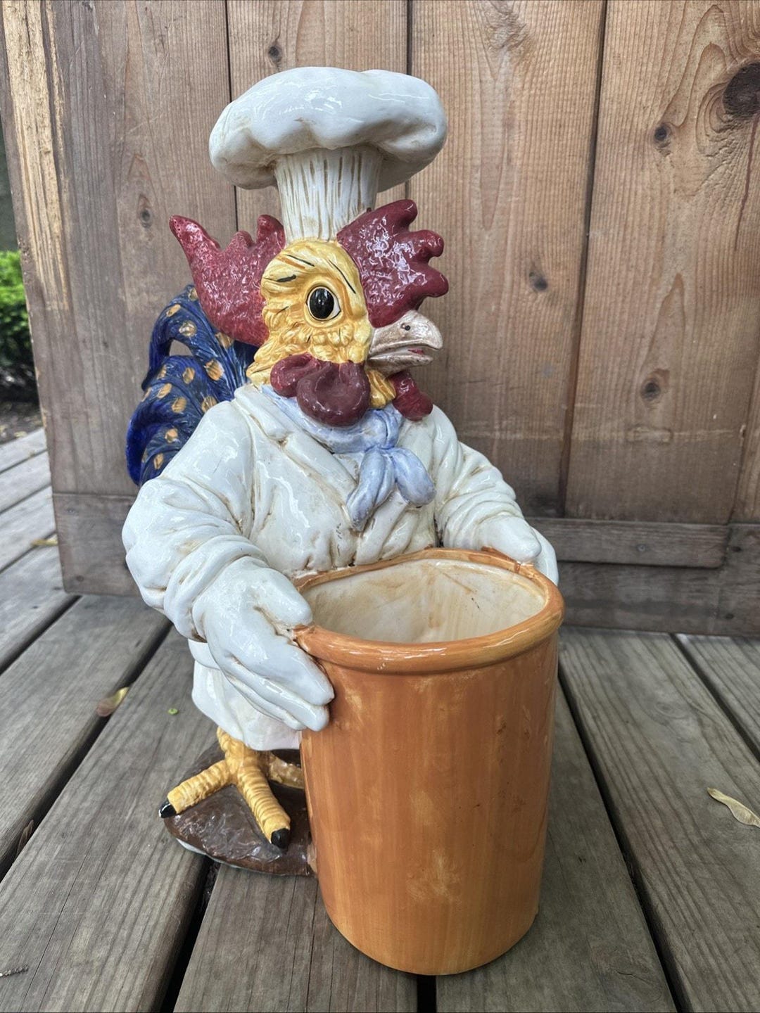 Vintage Large Blue Sky Rooster Utensil Holder 21” Tall -flaw - Etsy