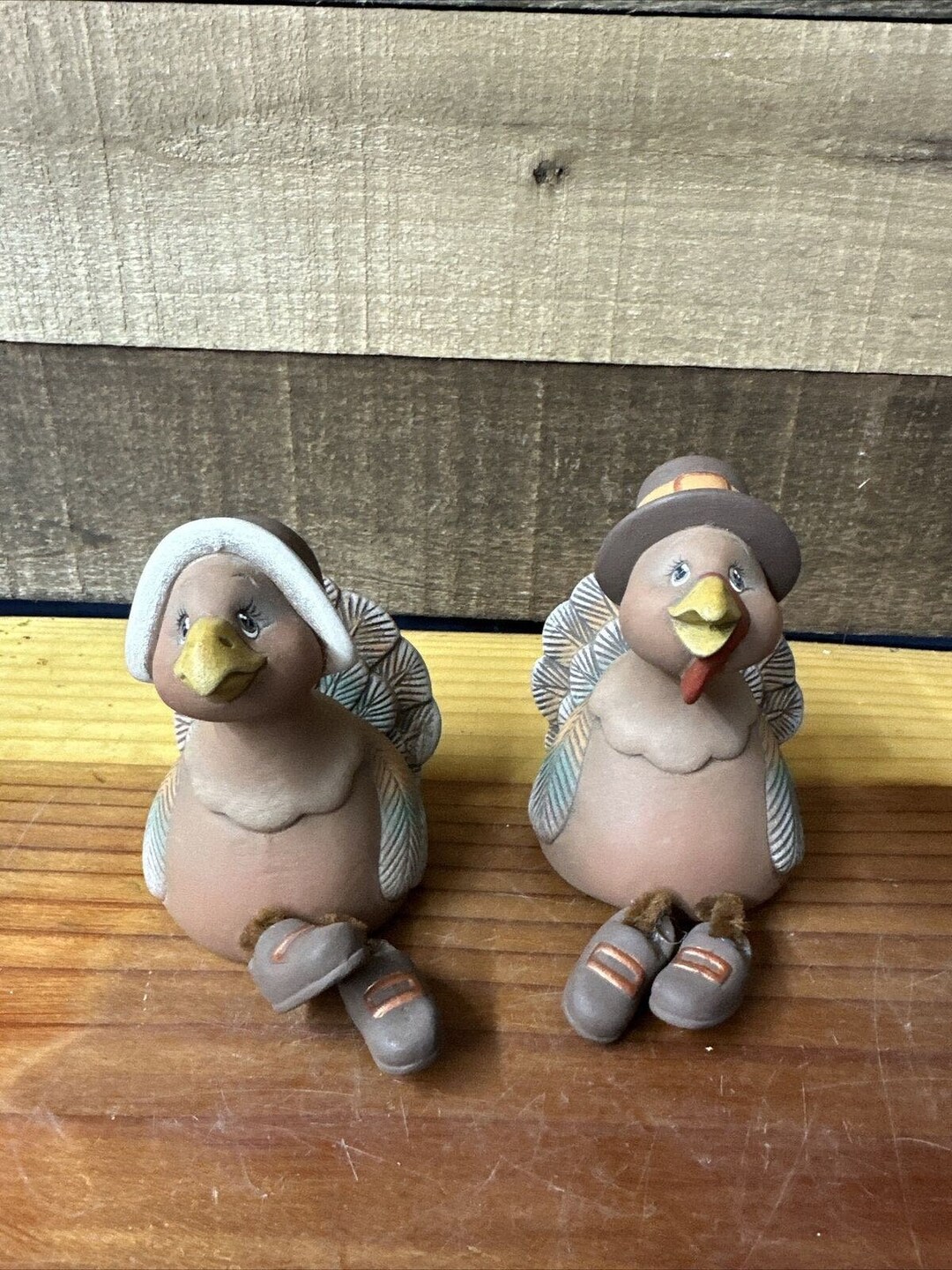 Vintage Ceramic Turkey Couple Shelf Sitters Thanksgiving Fall Autumn - Etsy