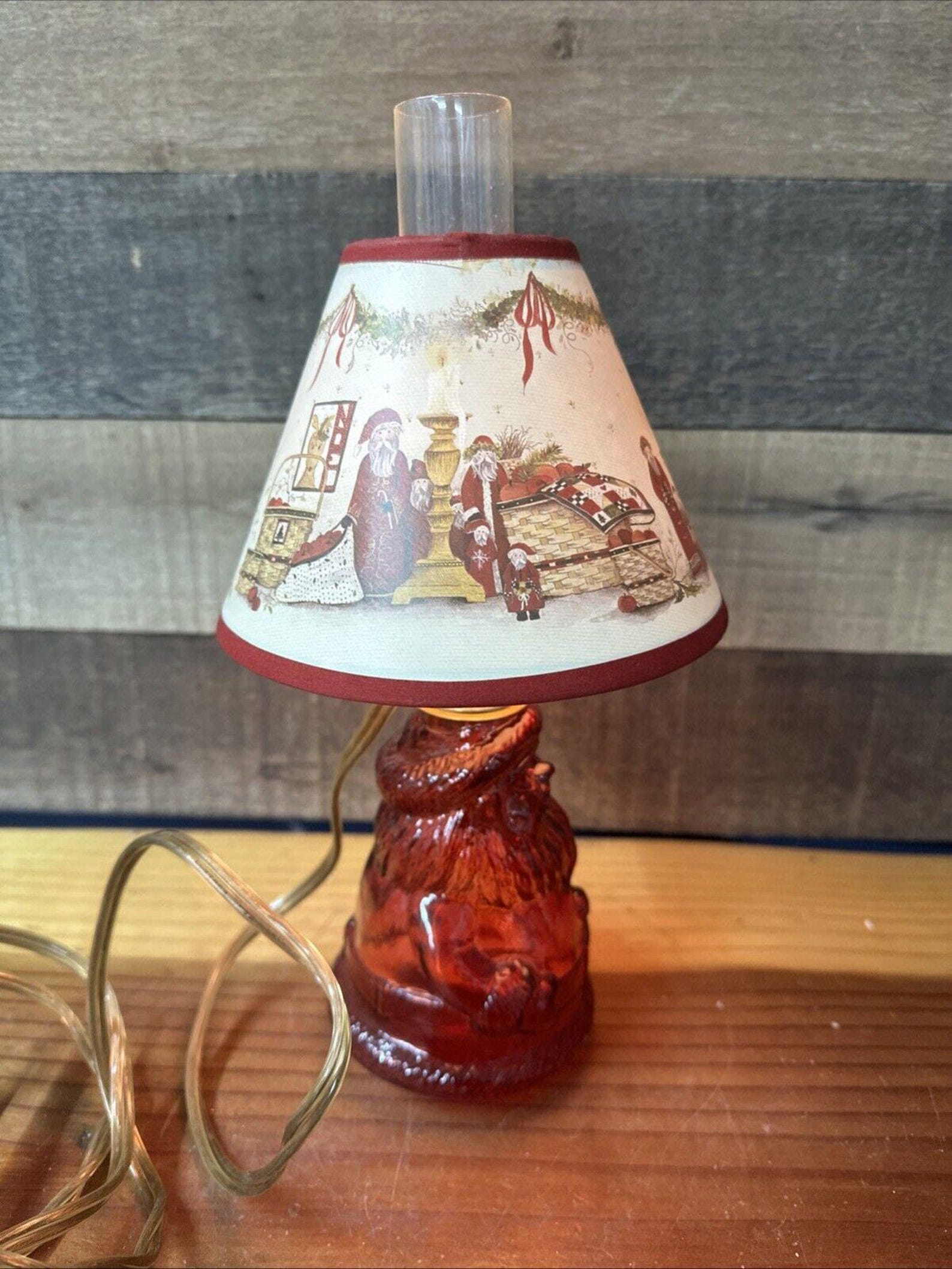 Red Glass Santa Hurricane Mini Lamp 12” Tall - Etsy