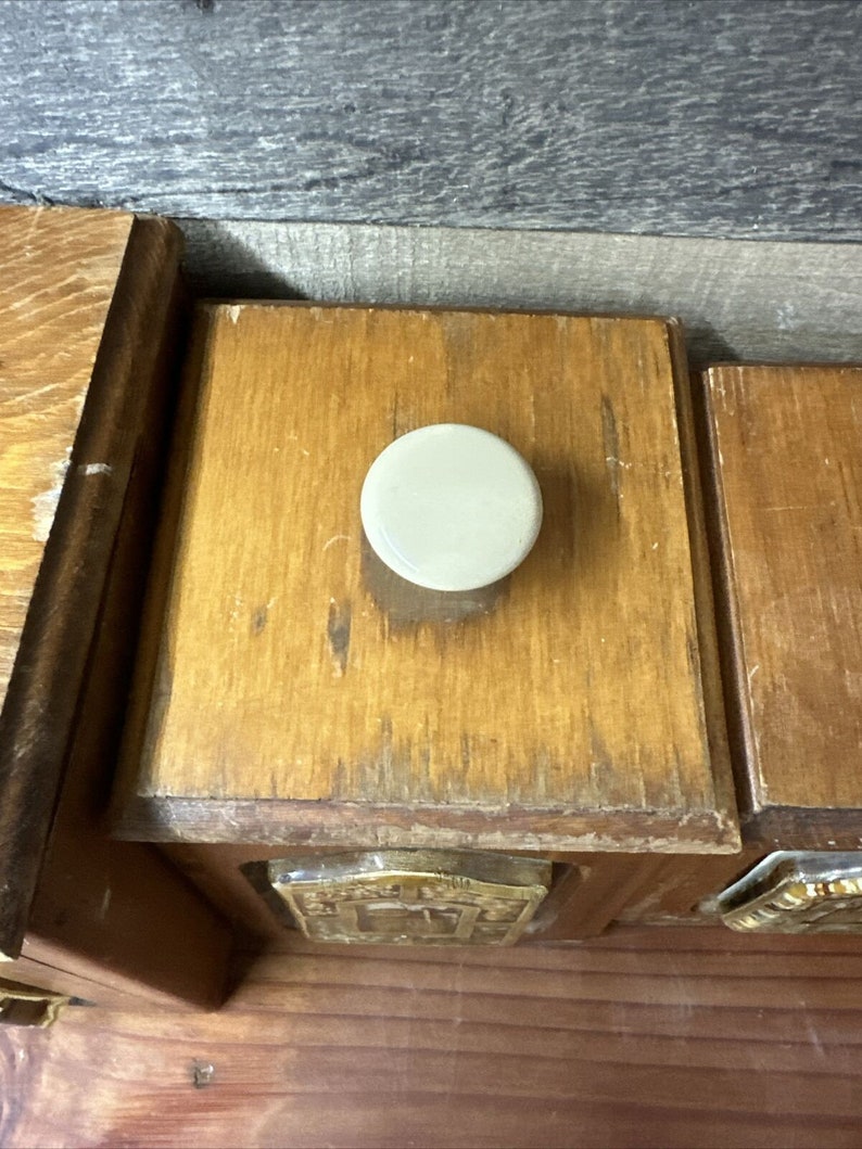 Vintage 3 Piece Wooden Kitchen Canister Set With Lucite Inserts ...