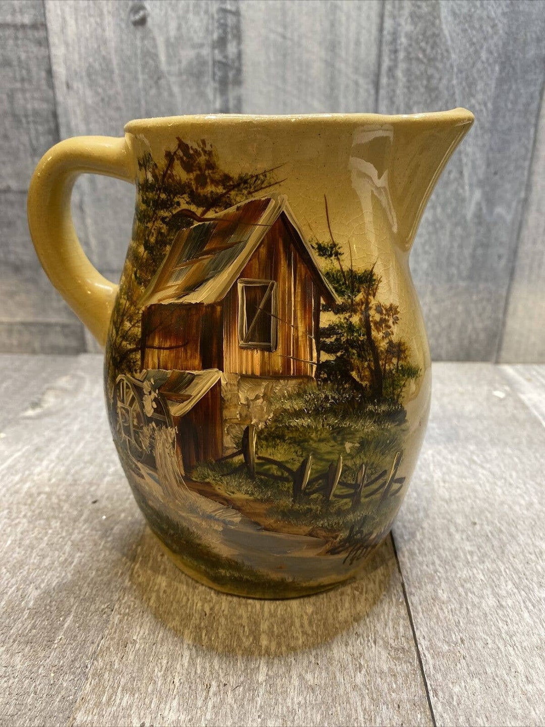 Hand Painted Signed Ceramic Pitcher 6” - Etsy