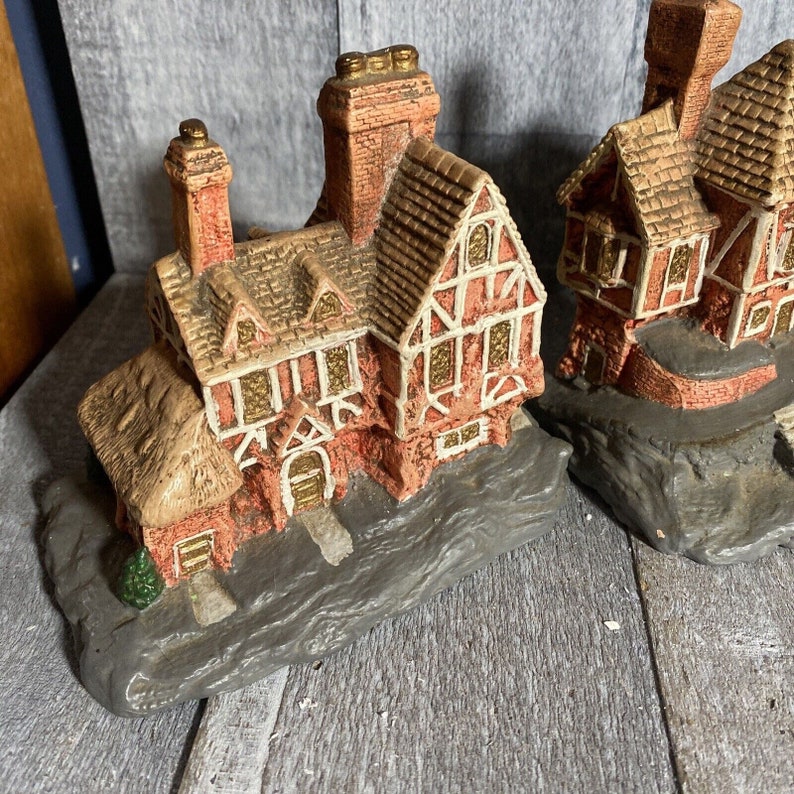 Vintage Lot of 3 Christmas Ceramic Village Mini Cottages Hand Painted ...