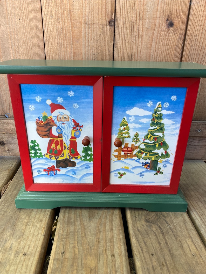 Vintage Wooden Advent Calendar Cabinet With Ornaments - Etsy