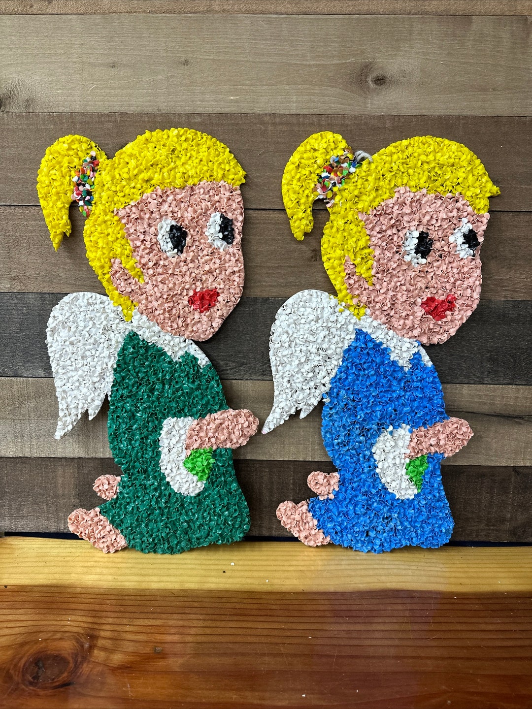 Vintage Melted Popcorn Angel Set of 2 - Etsy