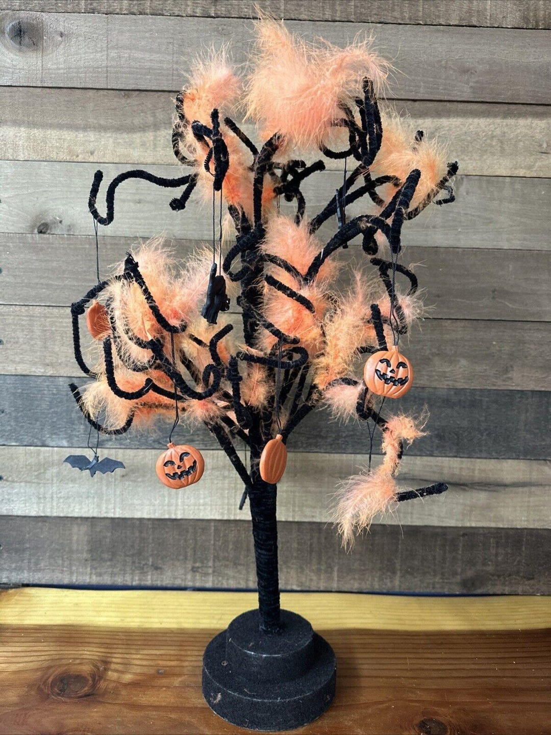 Halloween Black Tree With Orange Feathers and Ornaments 24” - Etsy