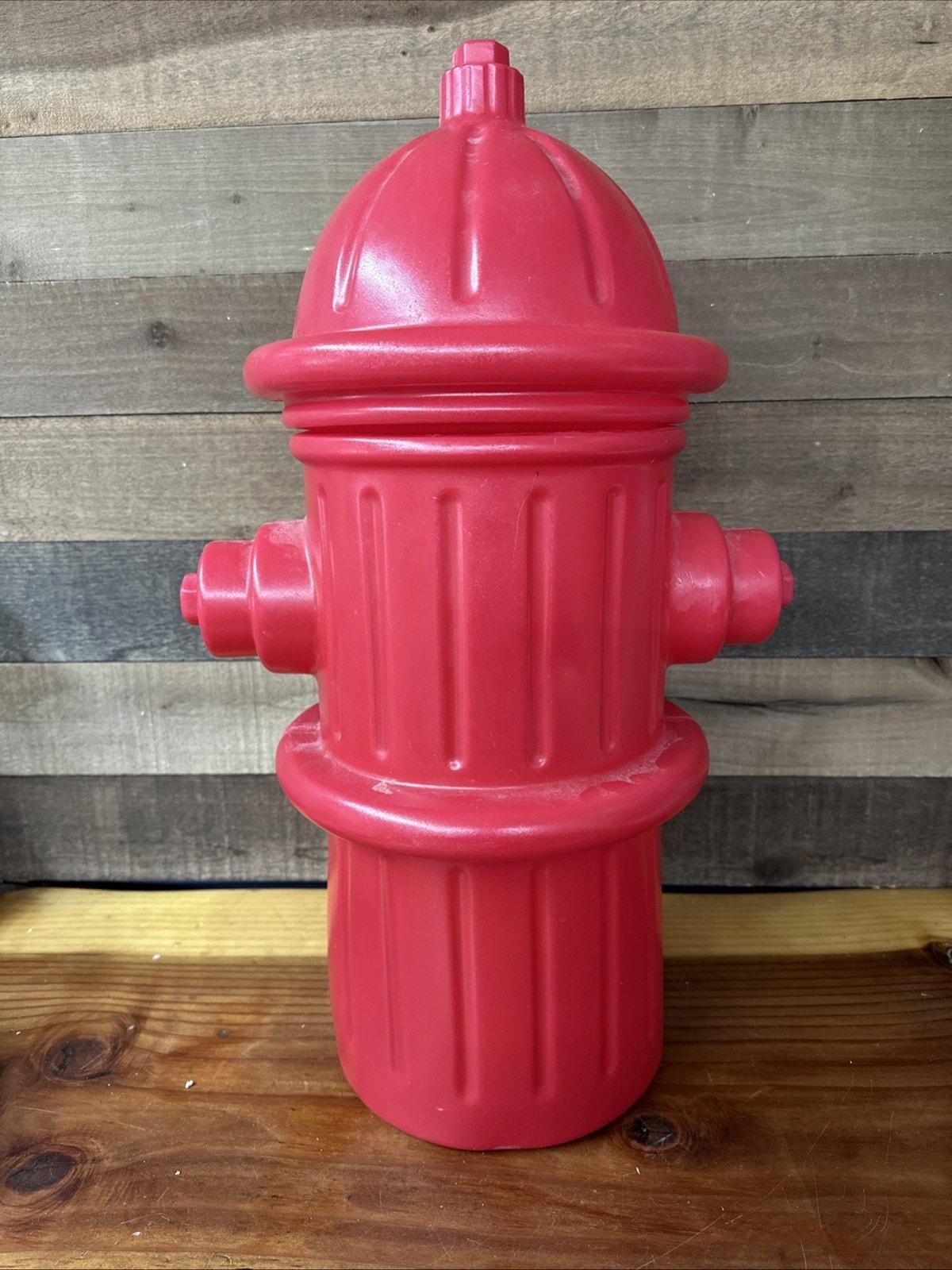 BLOW MOLD Plastic Red Fire Hydrant Container Removable Lid Storage 23 ...