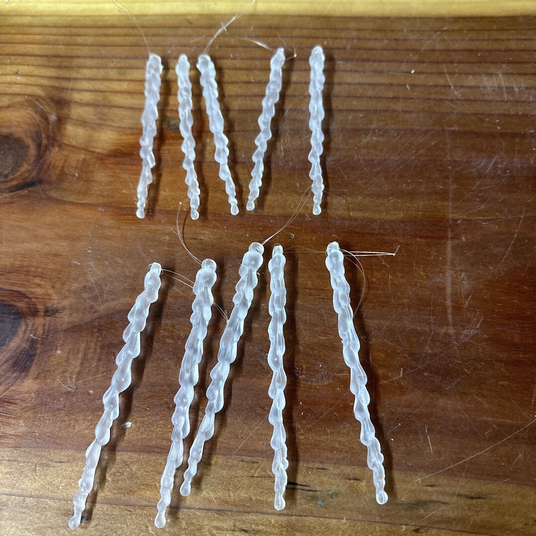 Lot of 10- Department 4.5”inch Frosted Acrylic Icicle Ornaments - Etsy