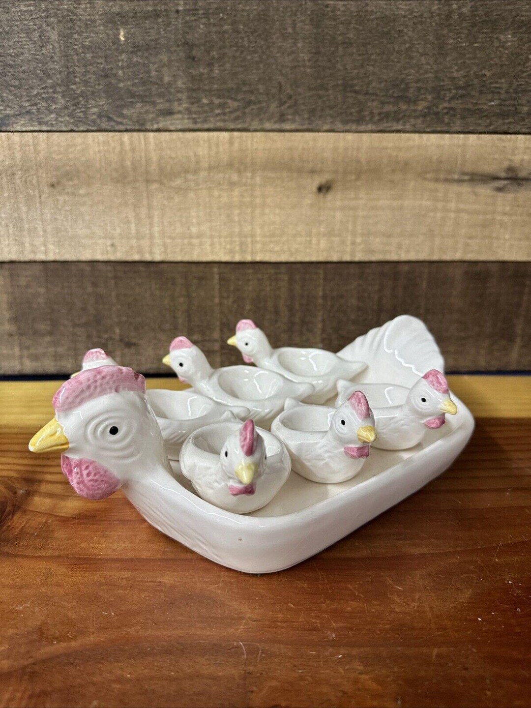 Ceramic Chicken Tray With 6 Chicken Egg Holders - Etsy