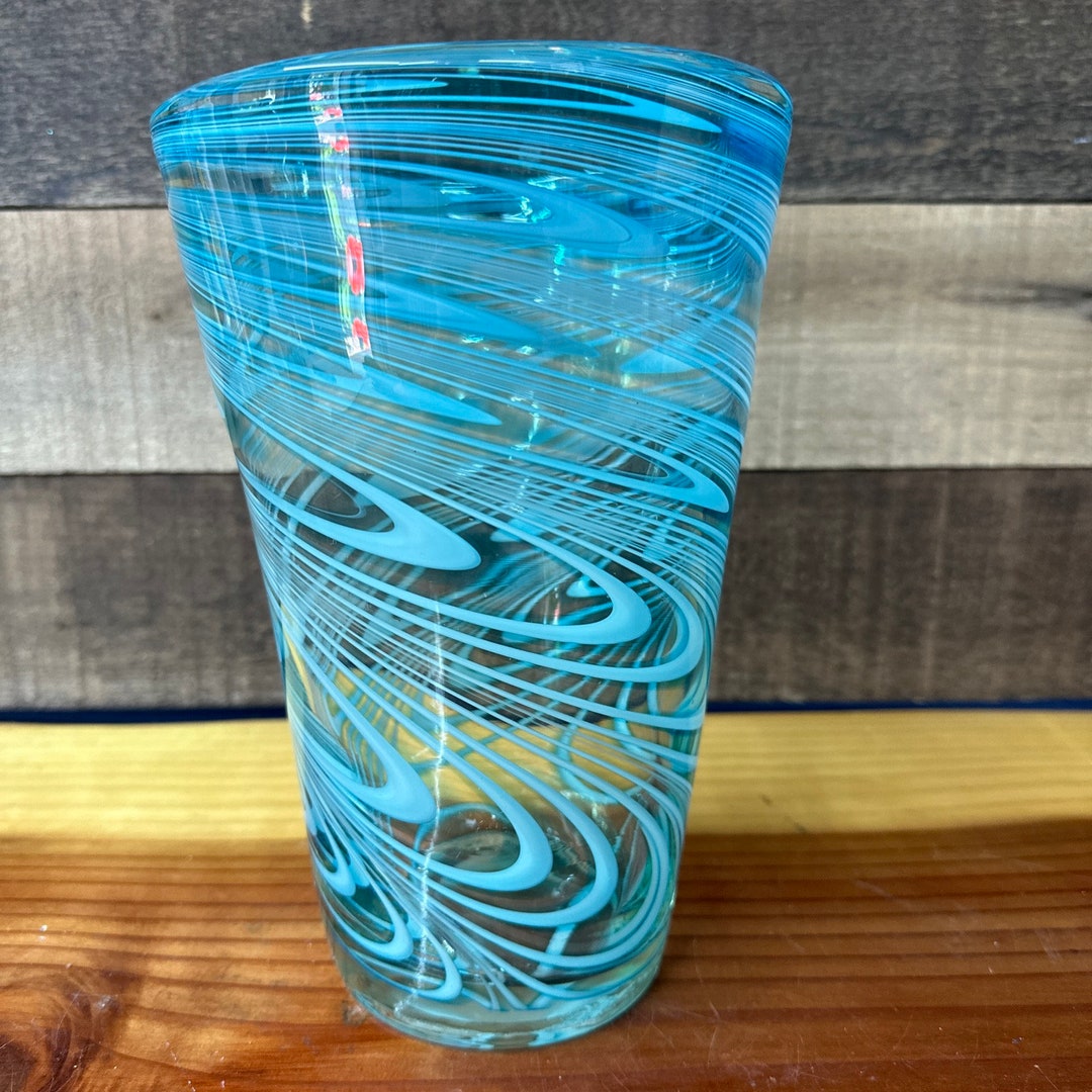 Blue White Swirl Art Glass Vase 8” - Etsy
