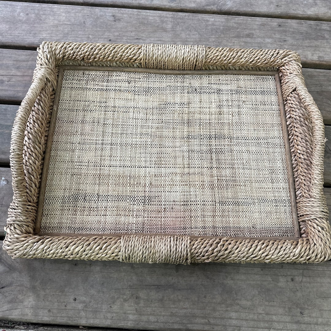 Large Sturdy Rectangular Nautical Wicker Serving Tray 23x19 - Etsy