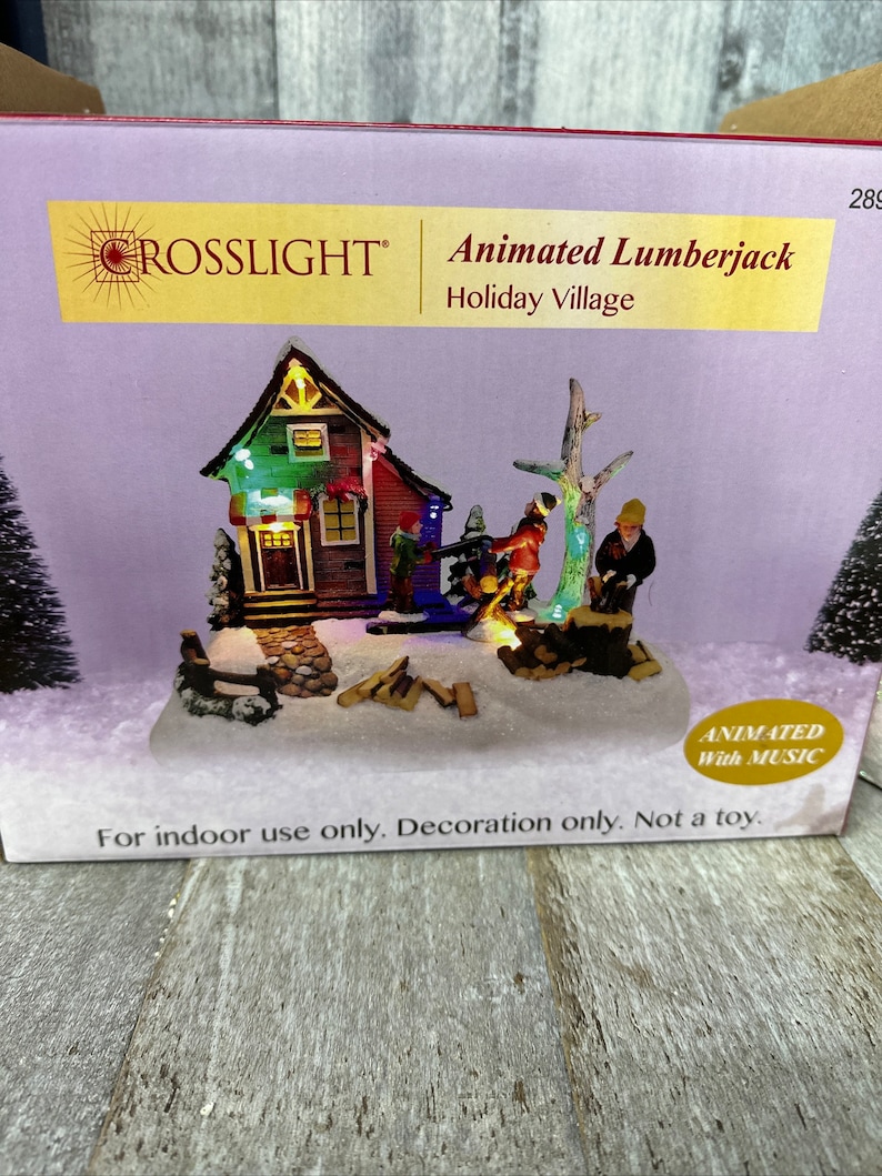 Crosslight Christmas Village Animated Lumberjack-lighted and Plays ...