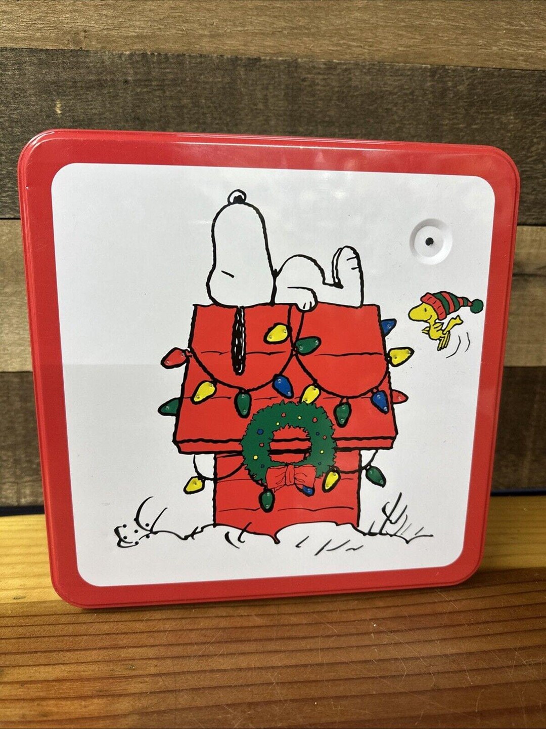 Snoopy Christmas Musical & Light up Cookie Tin 9"x 9" X 3" EMPTY TIN - Etsy