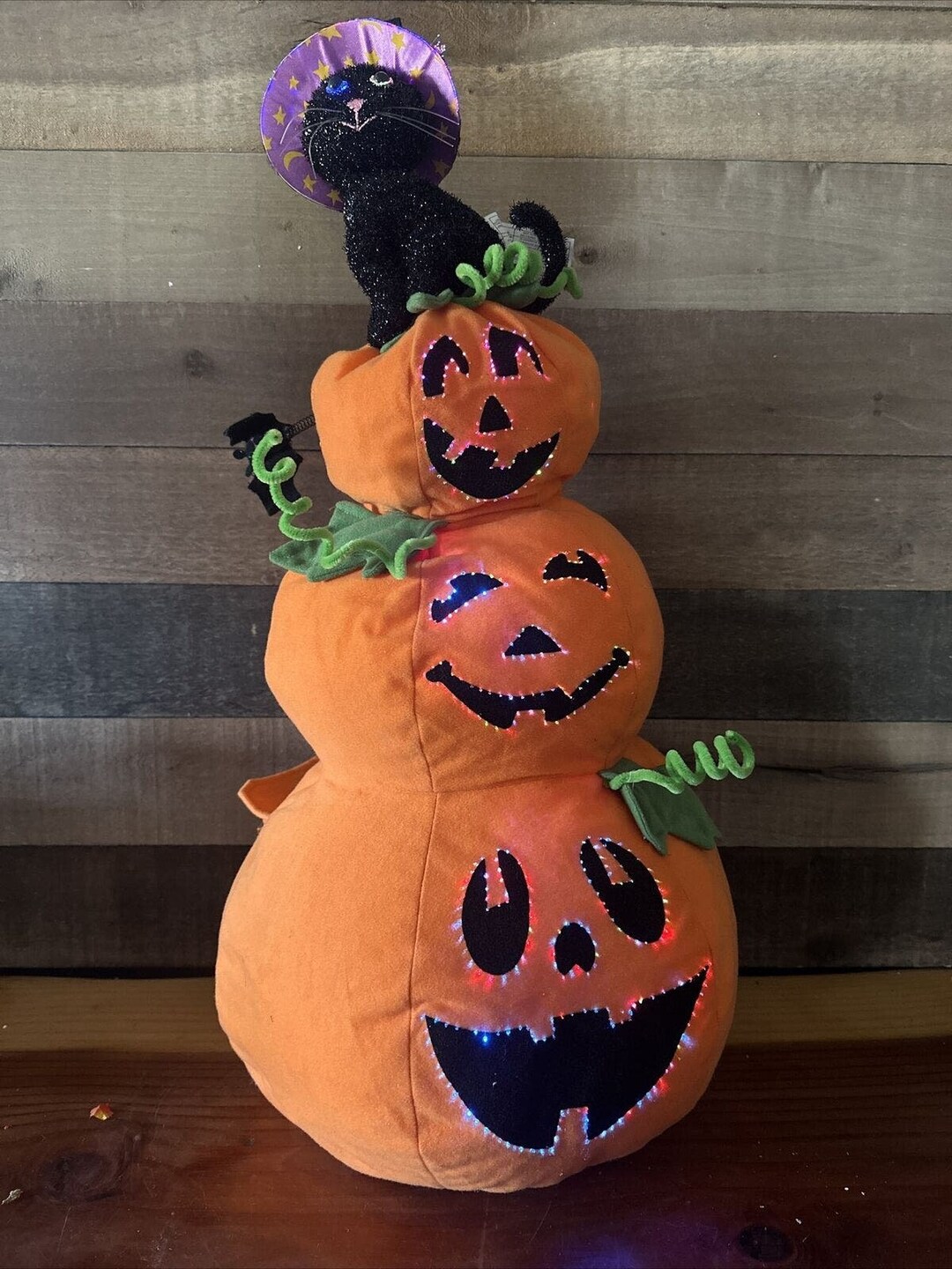 Avon Fiber Optic Lighted Pumpkin Stack With Black Cat 25” - Etsy