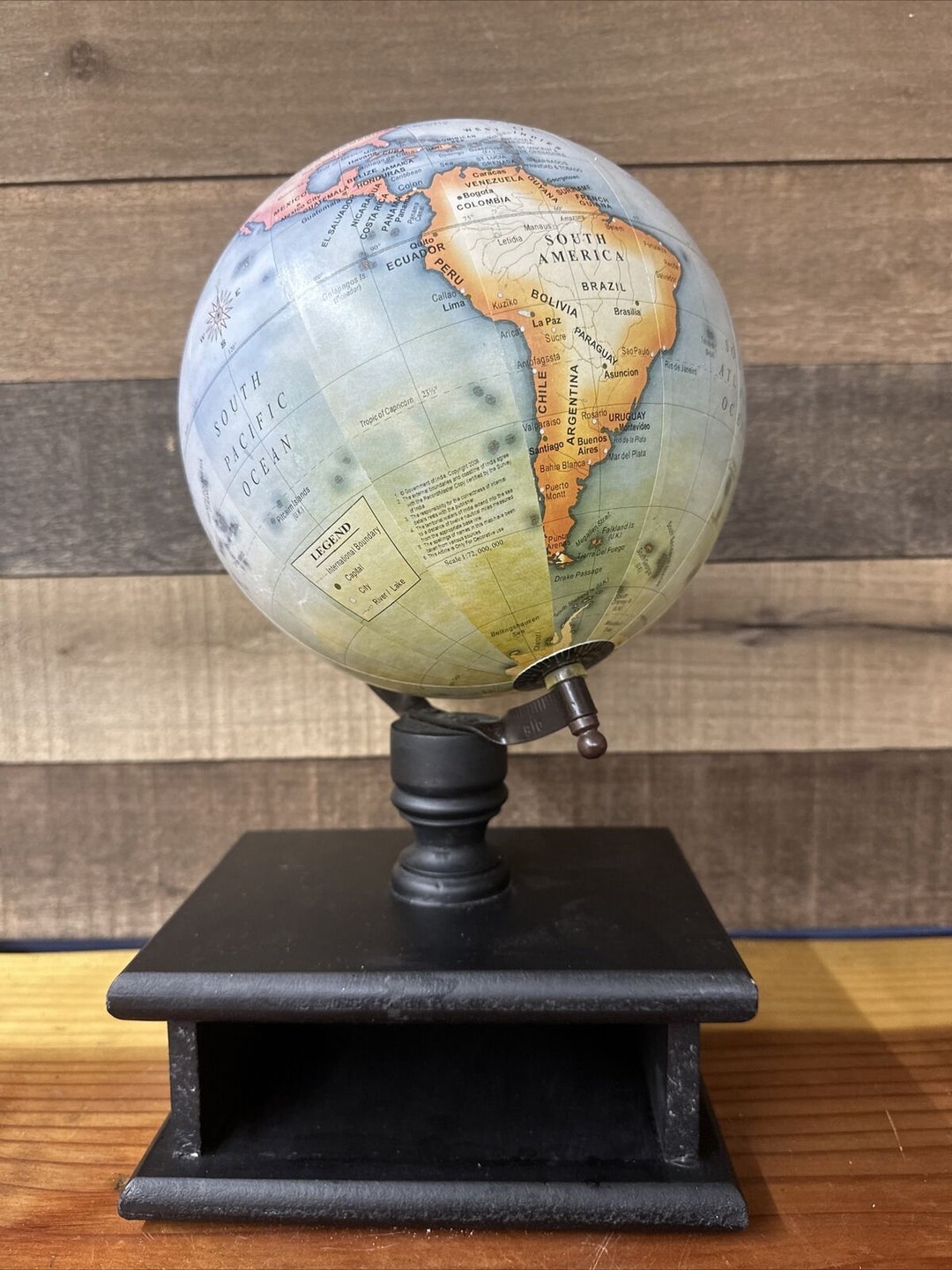 Desktop Spinning Globe With Wood Shelf Base 16” - Etsy