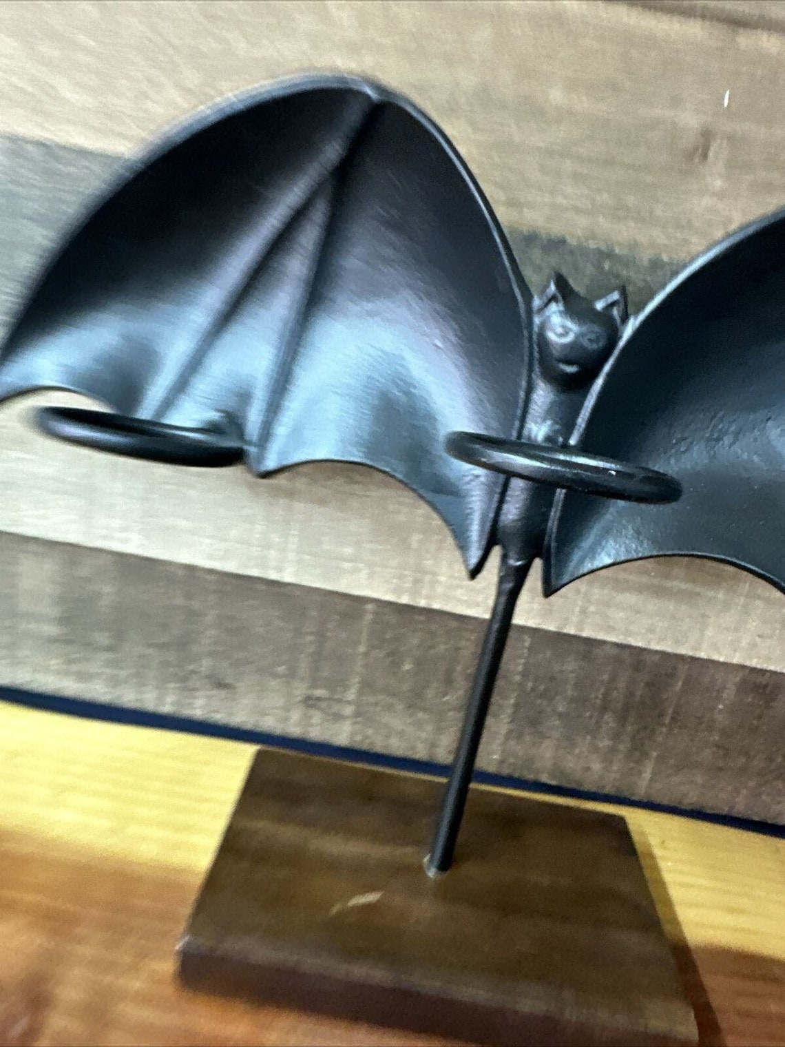 Cast Iron Bat on Wood Base Candle Holder 14” Tall - Etsy