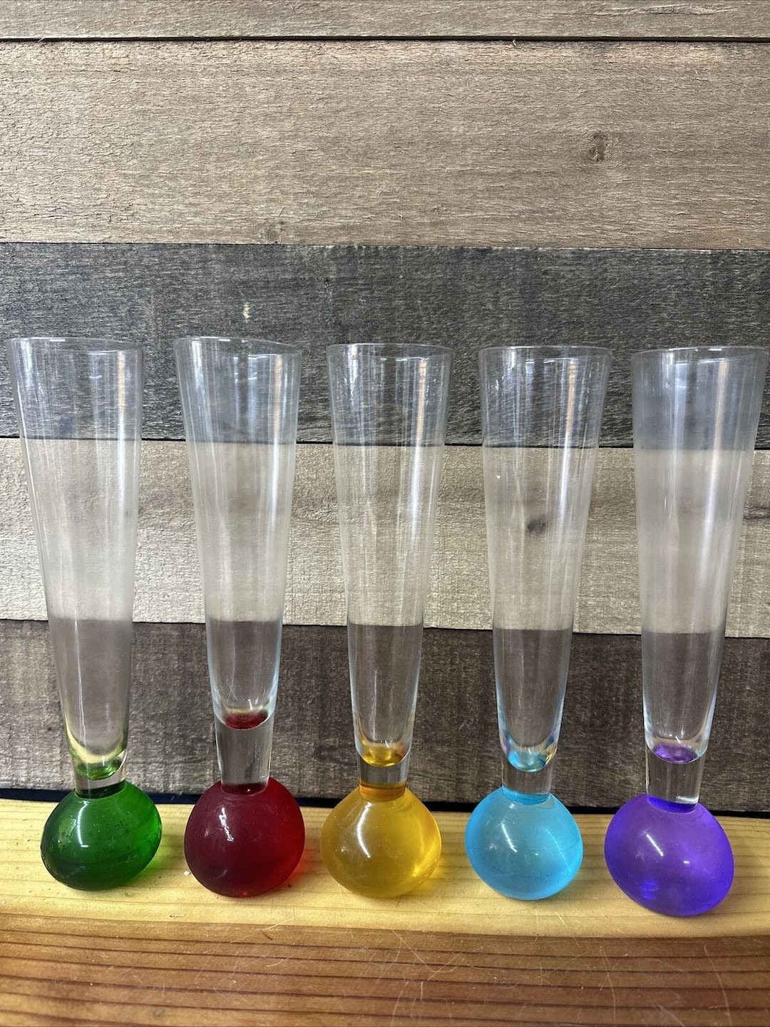 Colored Ball Base Drinkware Wine Glasses Set of 5 - Etsy