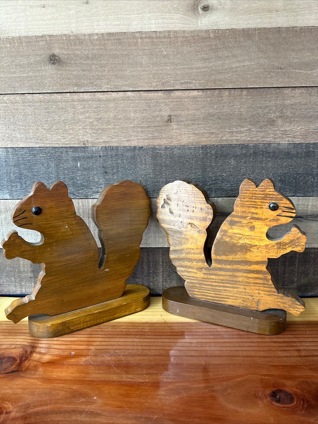 Wooden Squirrels Decor or Bookends - Etsy
