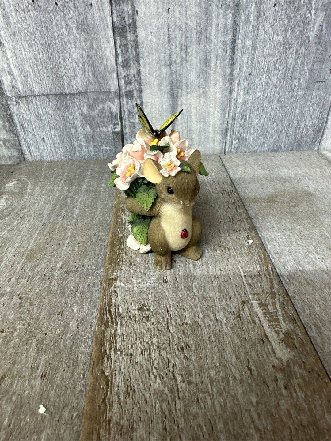 Rare Fitz and Floyd Charming Tails Mouse Figurine: Flowers & Butterfly ...