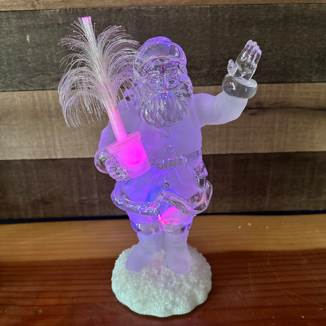 Fiber Optic Acrylic Santa With Tree 11” - Etsy