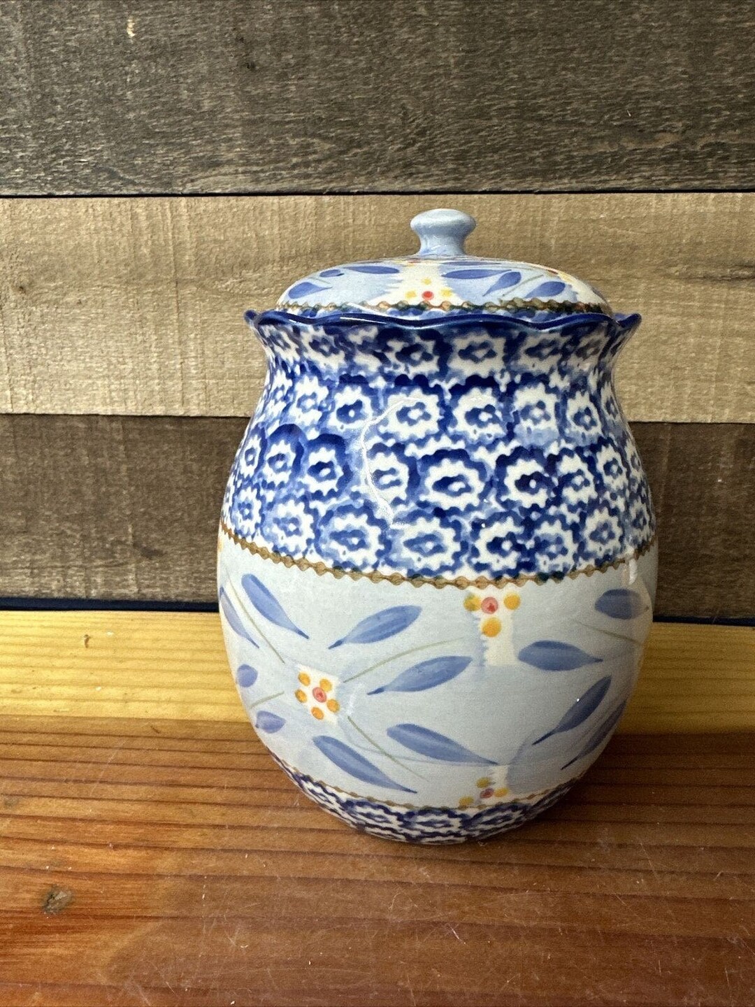 Temptations by Tara Blue Old World Canister Cookie Jar With Sealed Lid ...