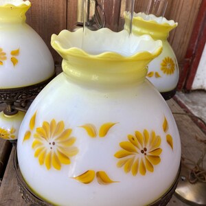 Antique Parlor Chandelier 3 Hurricane Ceiling Light Yellow Floral - Etsy