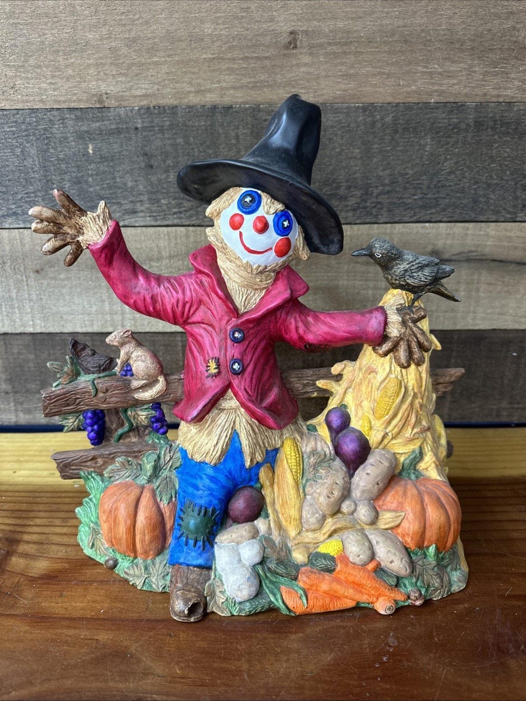 Vintage Large Detailed Ceramic Scarecrow in Pumpkin Patch - Halloween ...