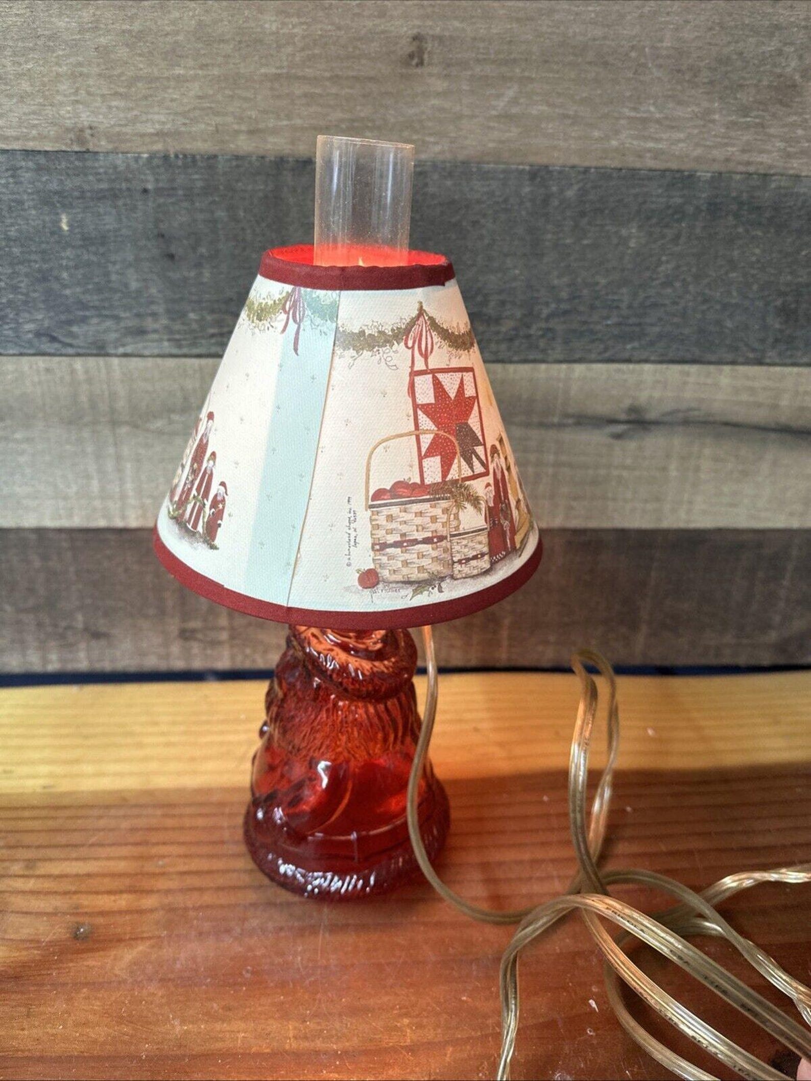 Red Glass Santa Hurricane Mini Lamp 12” Tall - Etsy