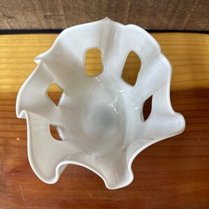 Vintage Art Glass White Open Vase Bowl - Etsy