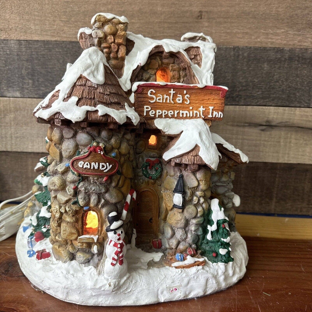 Christmas Village Cobblestone Unique Santa's Peppermint Inn by Doranne ...