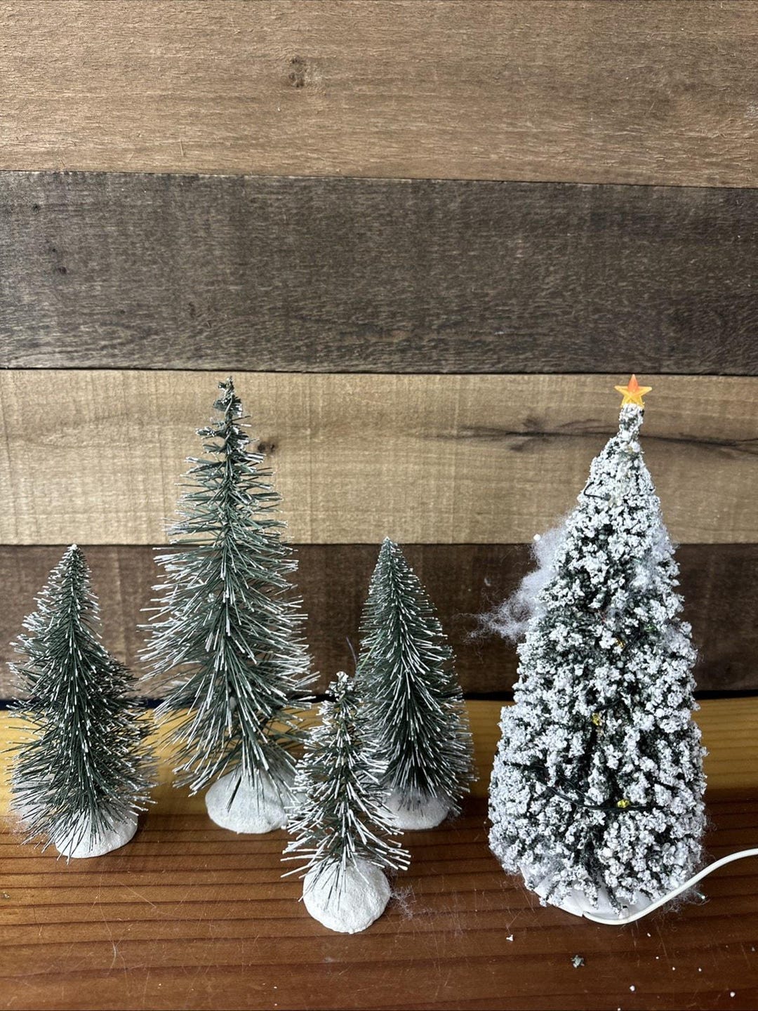 St. Nicholas Square Set of 4 Frosted Sisal Trees and One Lighted - Etsy