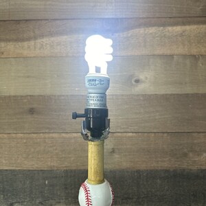 Wood Baseball Bat & Ball Child’s 21” Tabletop/ Desktop Lamp 7"x7" Base ...