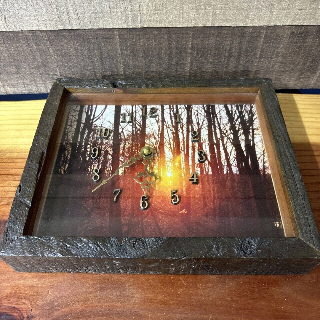 Vintage Wood Framed Woods Scene Wall Clock - Etsy