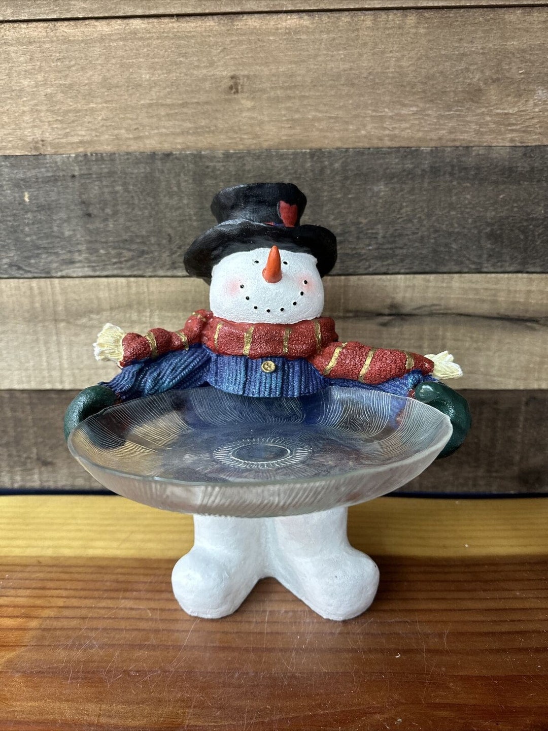 10” Holiday Resin Snowman Figurine With Tray - Christmas Decor - Etsy