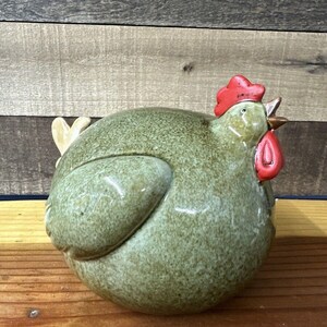 Fat Ceramic Chicken Figurine Display 8” Round - Etsy