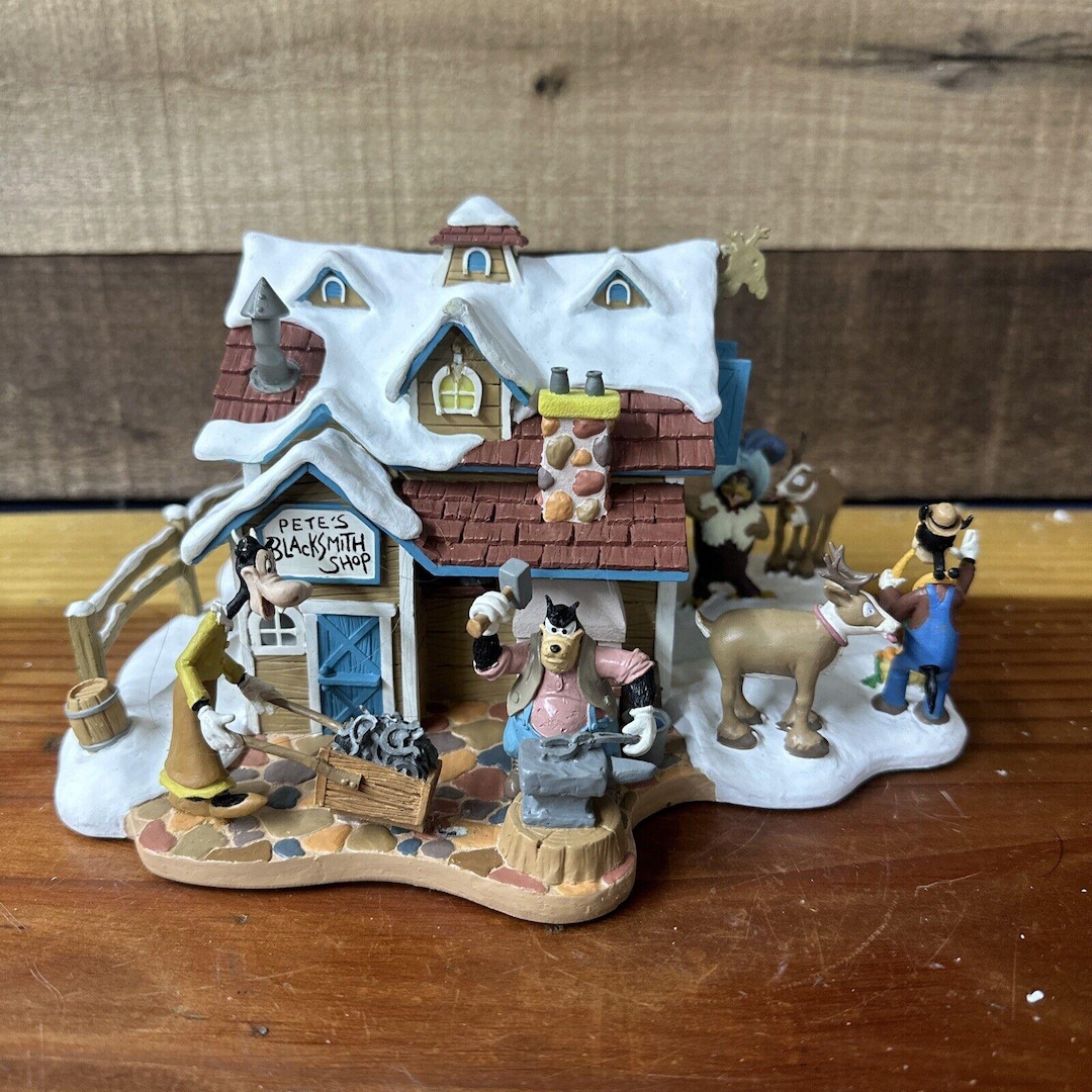 Danbury Mint Disney Pete's Blacksmith Shop Village Disney Winter ...