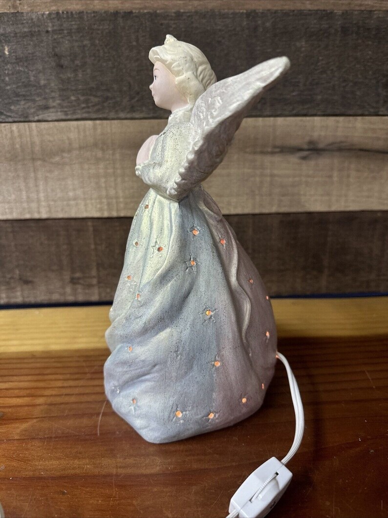 Angel Praying Glitter Wings Handpainted Lighted Ceramic 10"h - Etsy