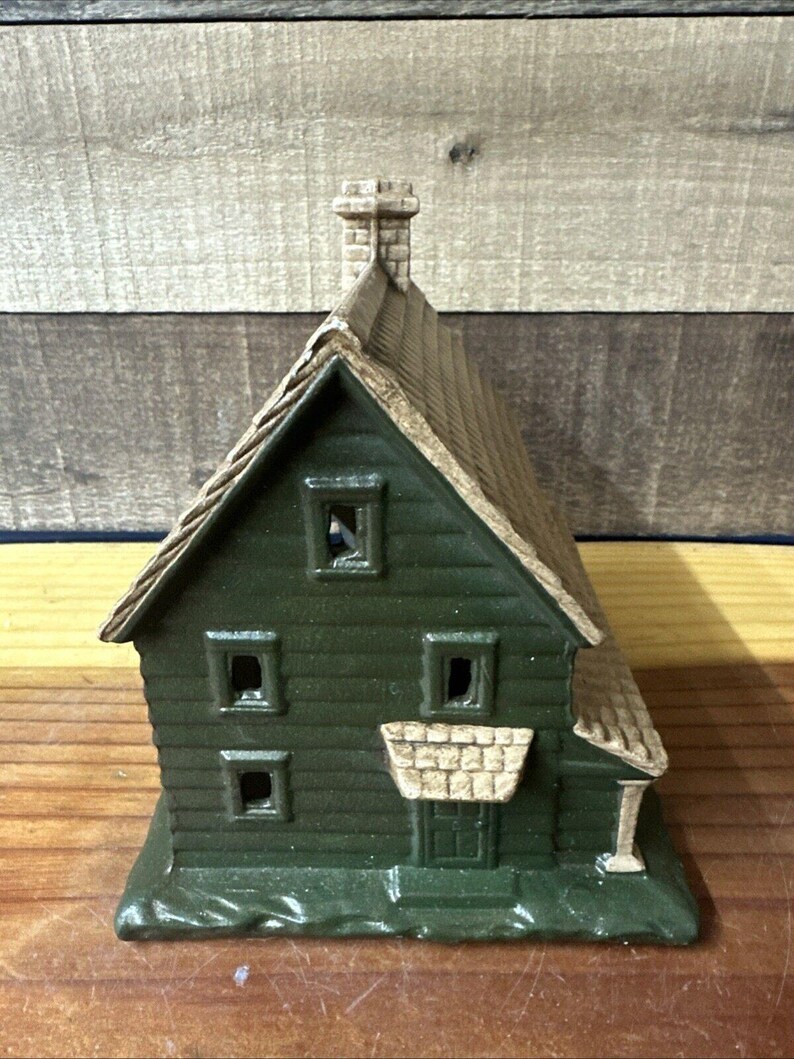 Byron Molds 1980 Ceramic Brown Green House Village christmas Painted ...