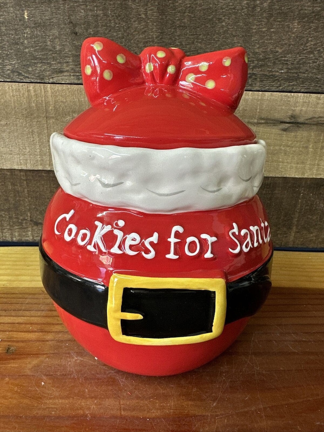 Cookies for Santa Cookie Jar-mrs 10" Red Ceramic Real Home Earthenware ...