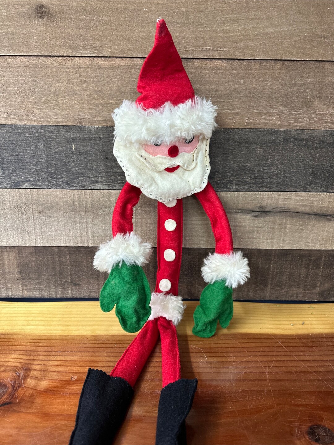 Vintage Bendable Felt Santa 31” - Etsy