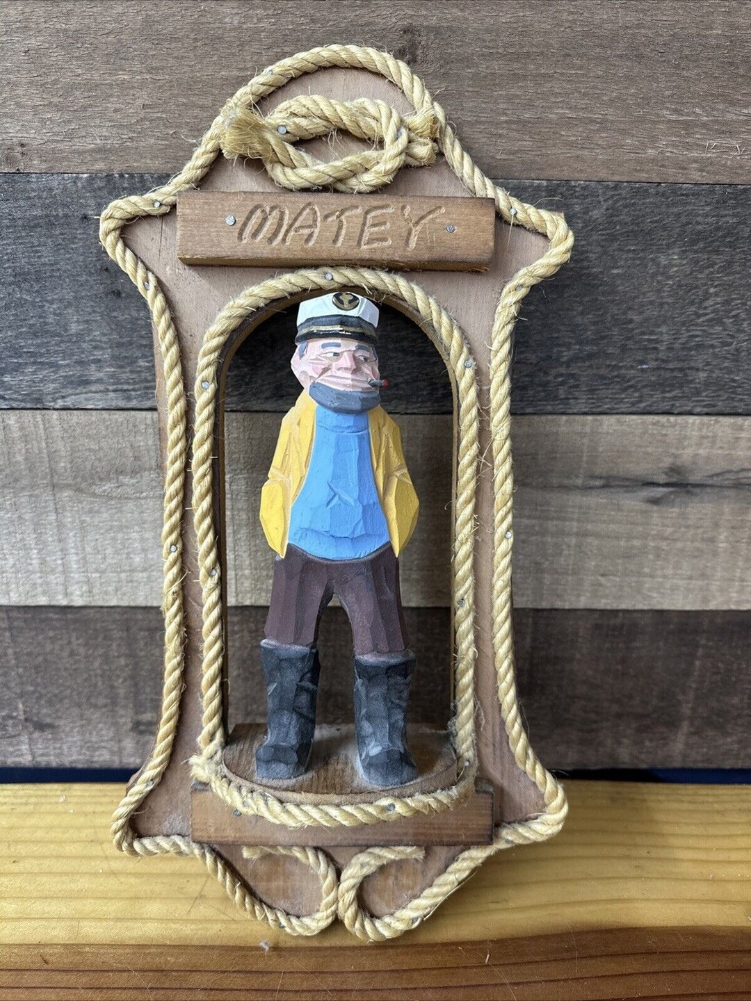 Wood Hand Carved Matey Sailor Captain Plaque Nautical Decor 15” - Etsy