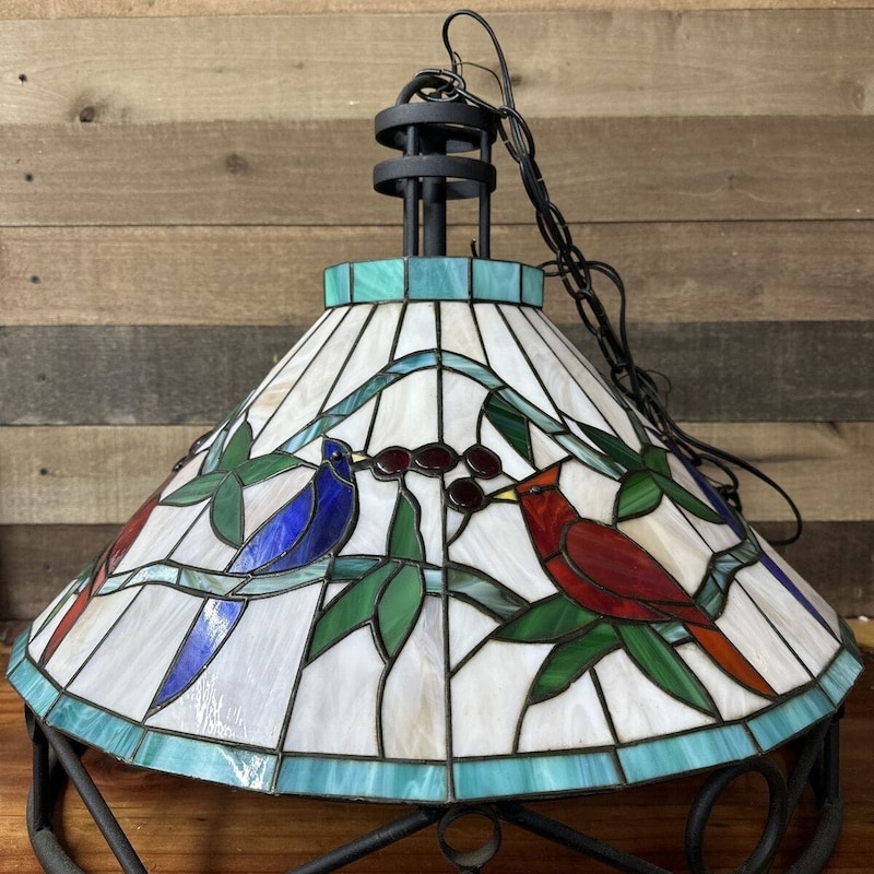 Cardinal Stained Glass Lamp - Etsy