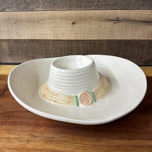 Vintage Mexican Hat Shaped Chip Dip Salsa Serving Platter Bowl Treasure ...