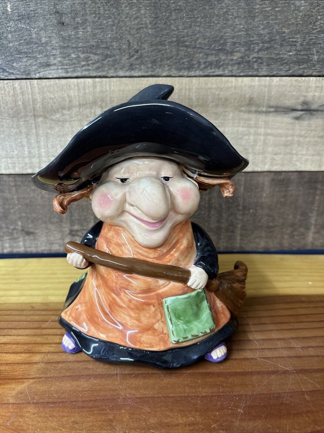 Magenta Ceramic Witch With Broom Figurine 9” Tall - Etsy