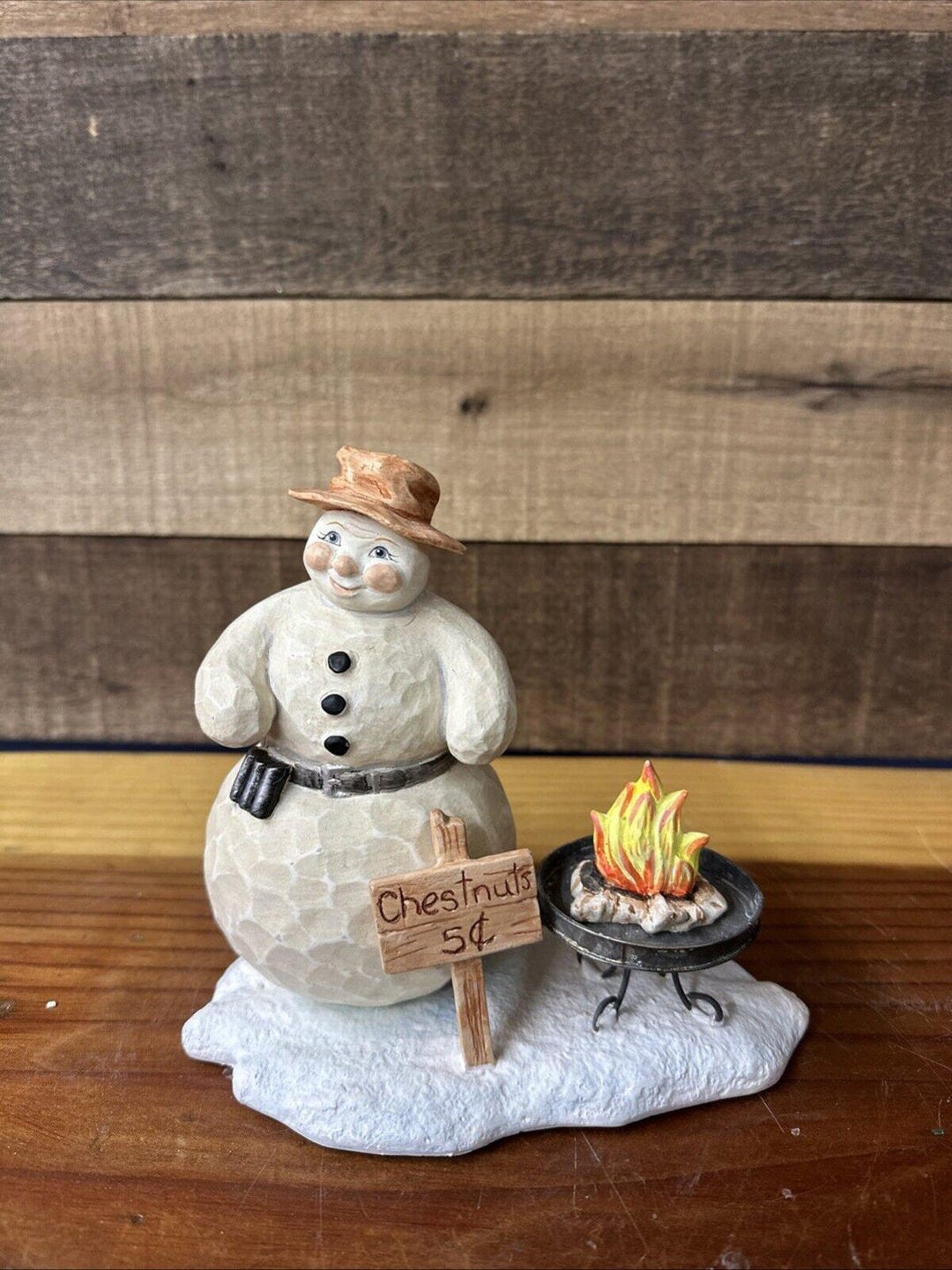 Snowman Roasting Chestnuts on Fire 6.5” Tall - Etsy