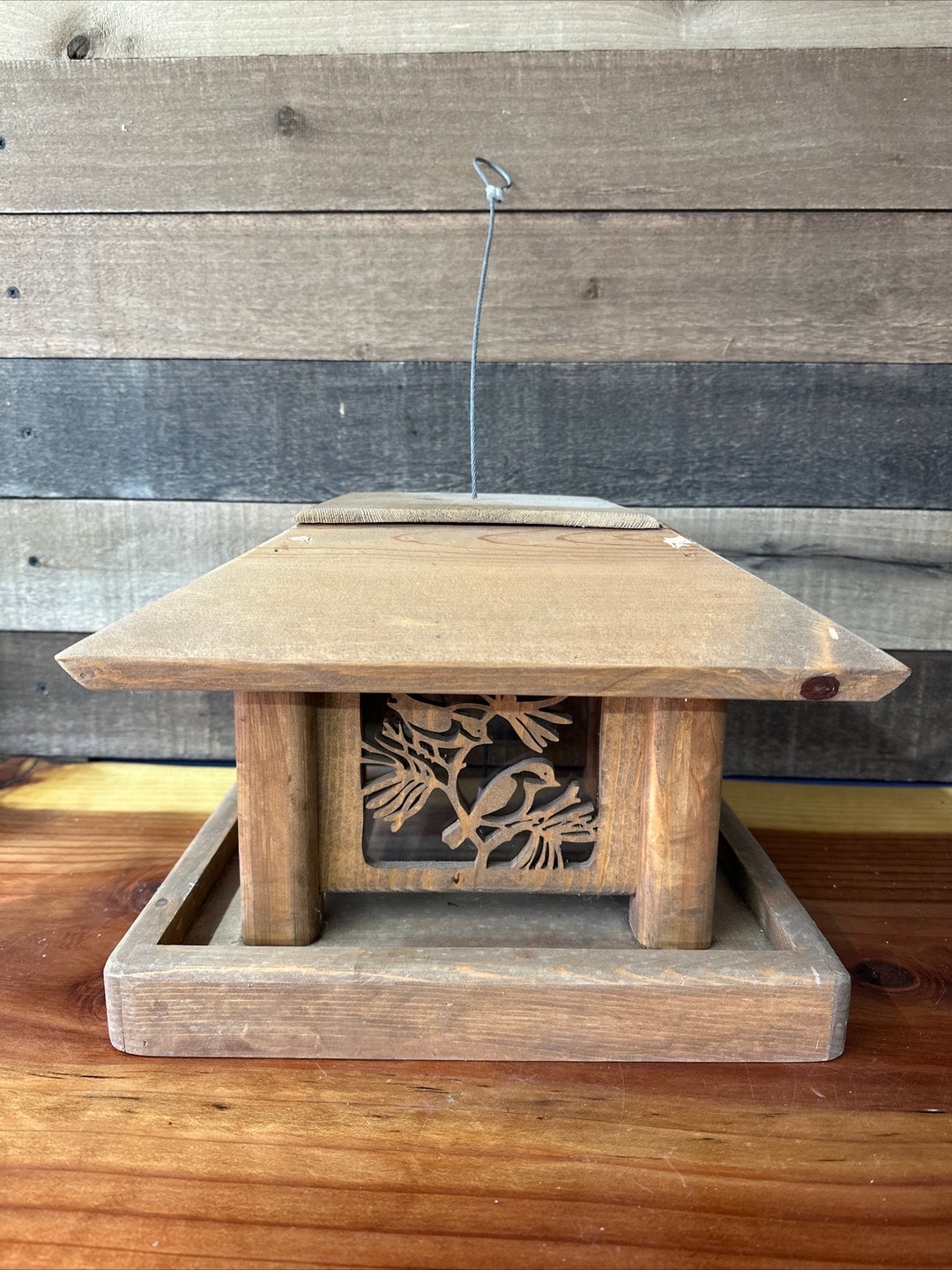 Heavy Wooden Birdhouse Etched Birds - Etsy