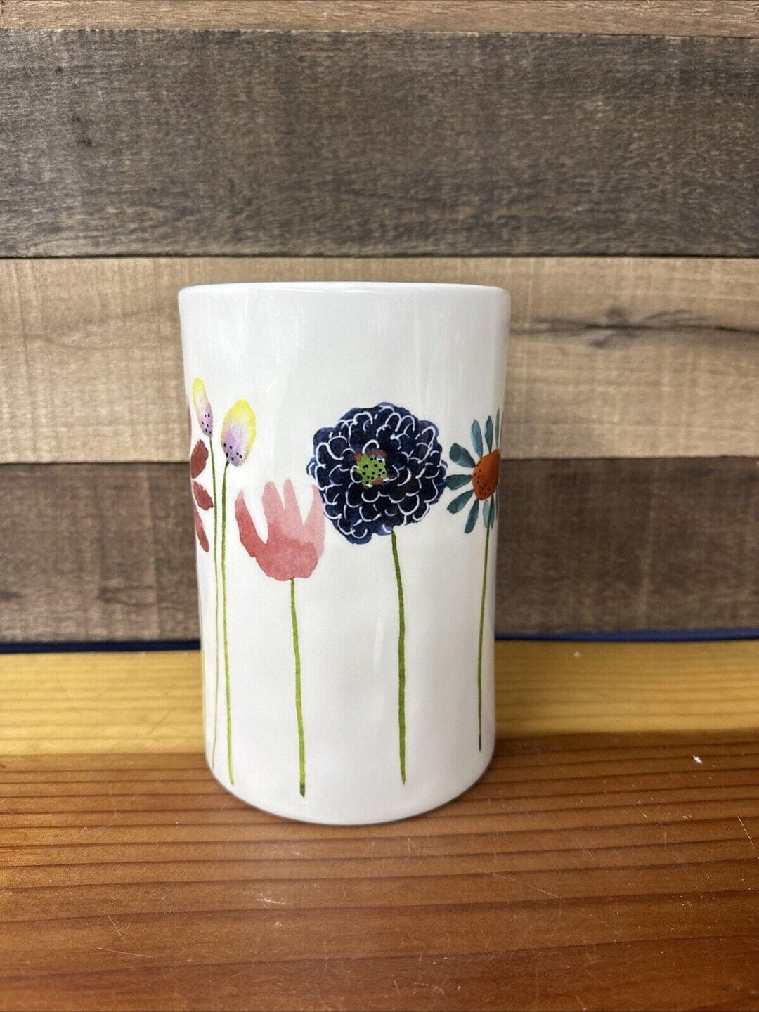 Rare! Rae Dunn Magenta Bloom Flowers Multicolored Vase Utensil Holder ...