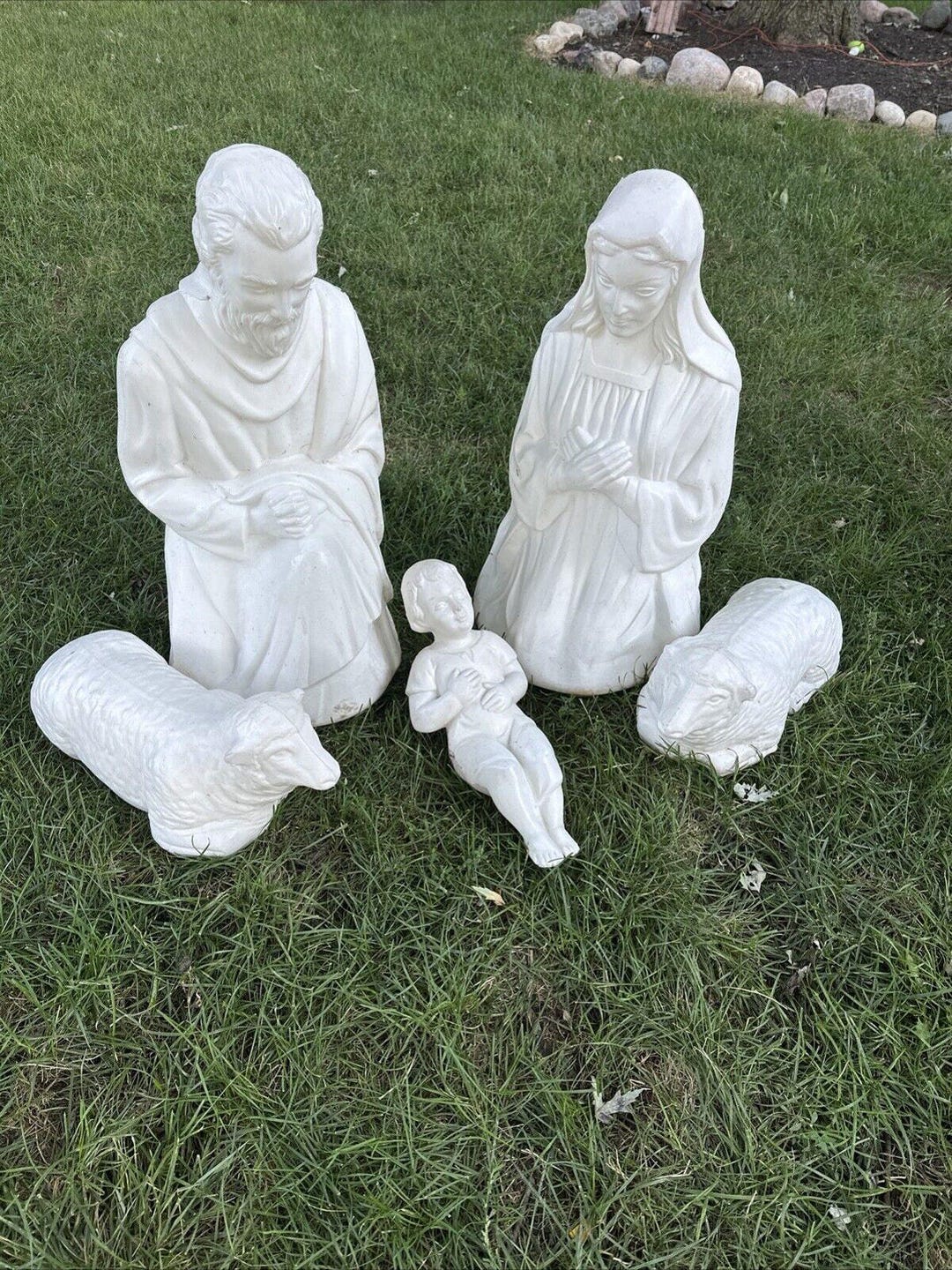 White Blow Mold 5 Piece Nativity Set No Lights - Etsy