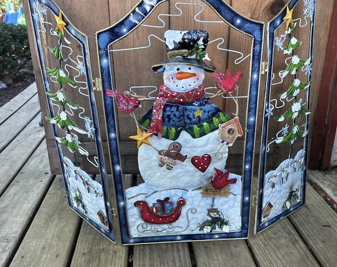 Vintage Enchanted Forest Folding Metal Tri-fold Fireplace Screen ...